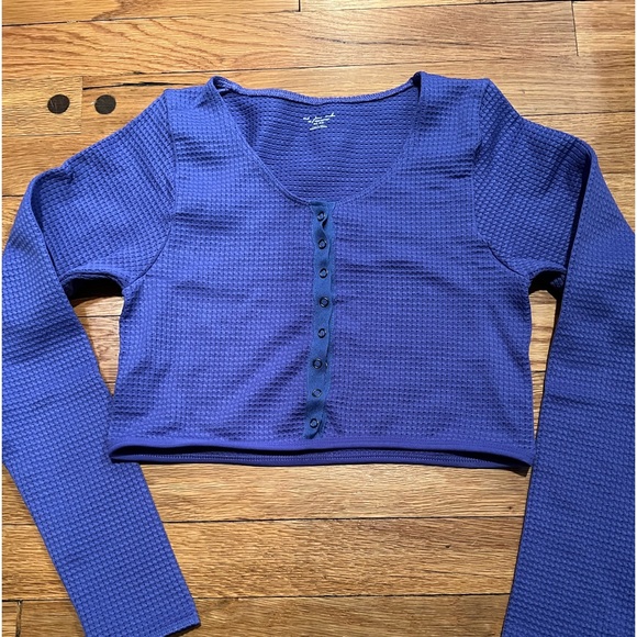 Urban Outfitters | Tops | Indigo Cropped Snap Front Shirt | Poshmark